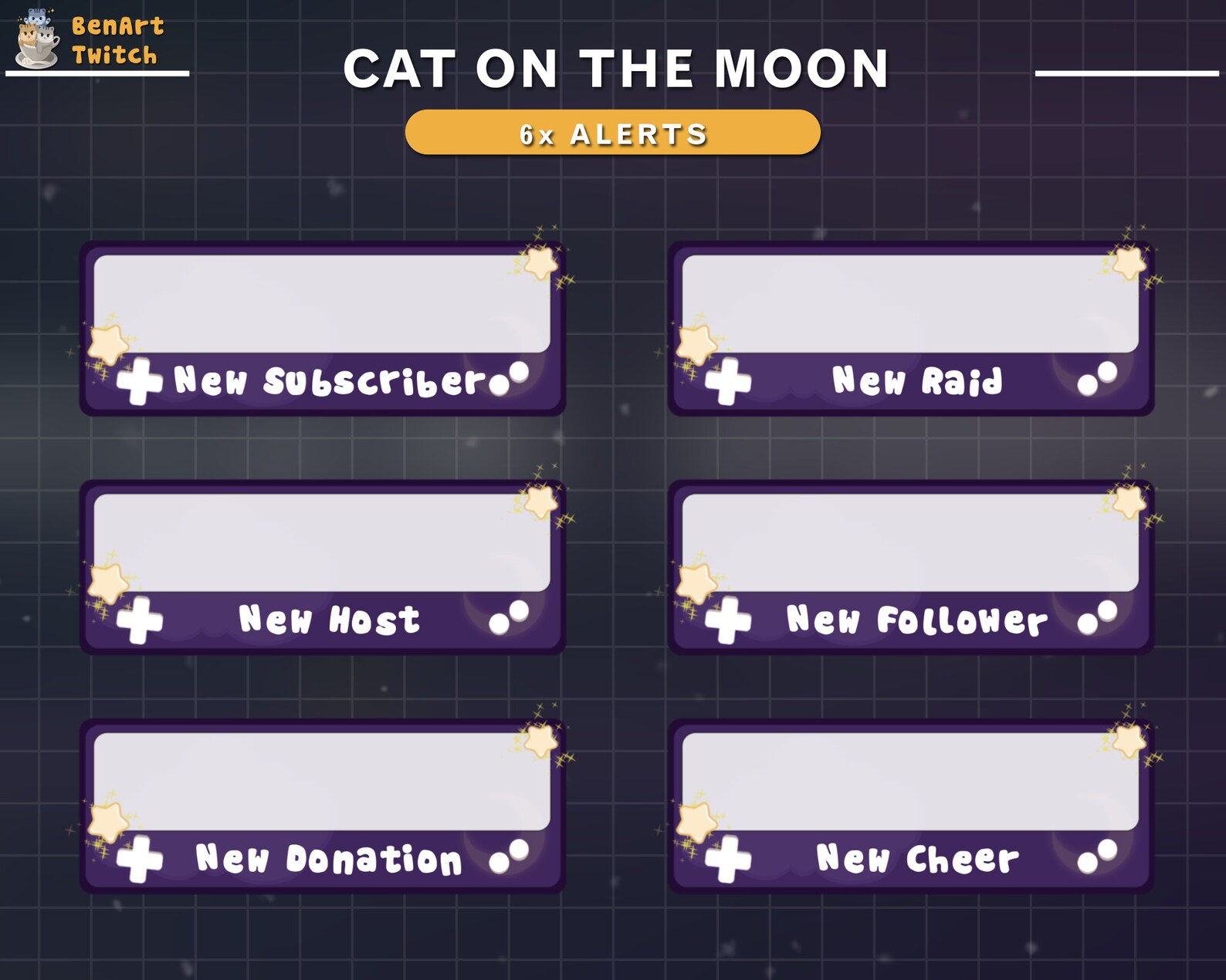 Animated Black Cat and Moon Stream Package, Witchy Cat Twitch Overlay ...