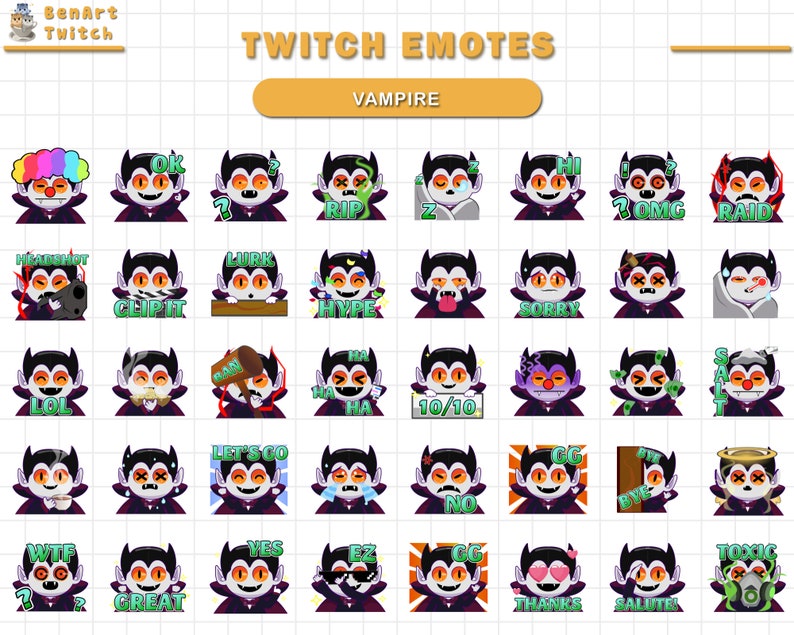 40x Cute Halloween Twitch Emotes, Vampire Twitch Emotes Pack, Ghost ...