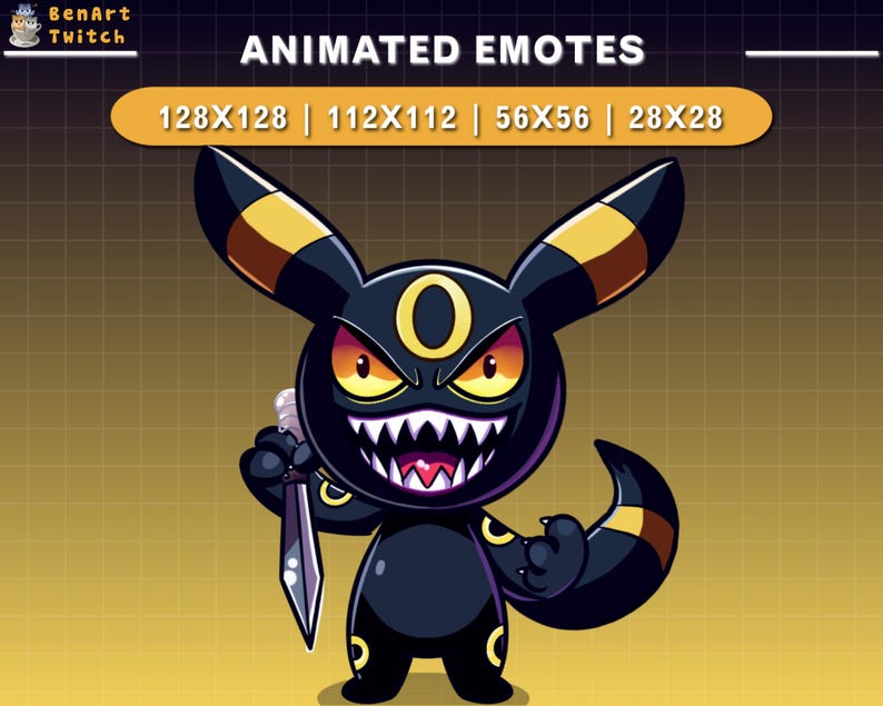 Animated Twitch Emote Umbreon Assasin, Umbreon Twitch Emotes, Halloween ...