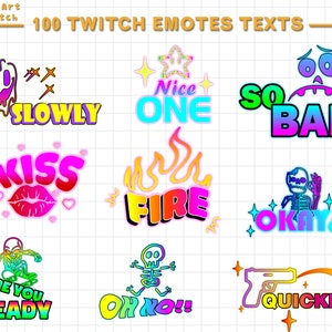 100x Twitch Text Emotes Pack, Discord Text Emotes, Cute Ready to Use ...