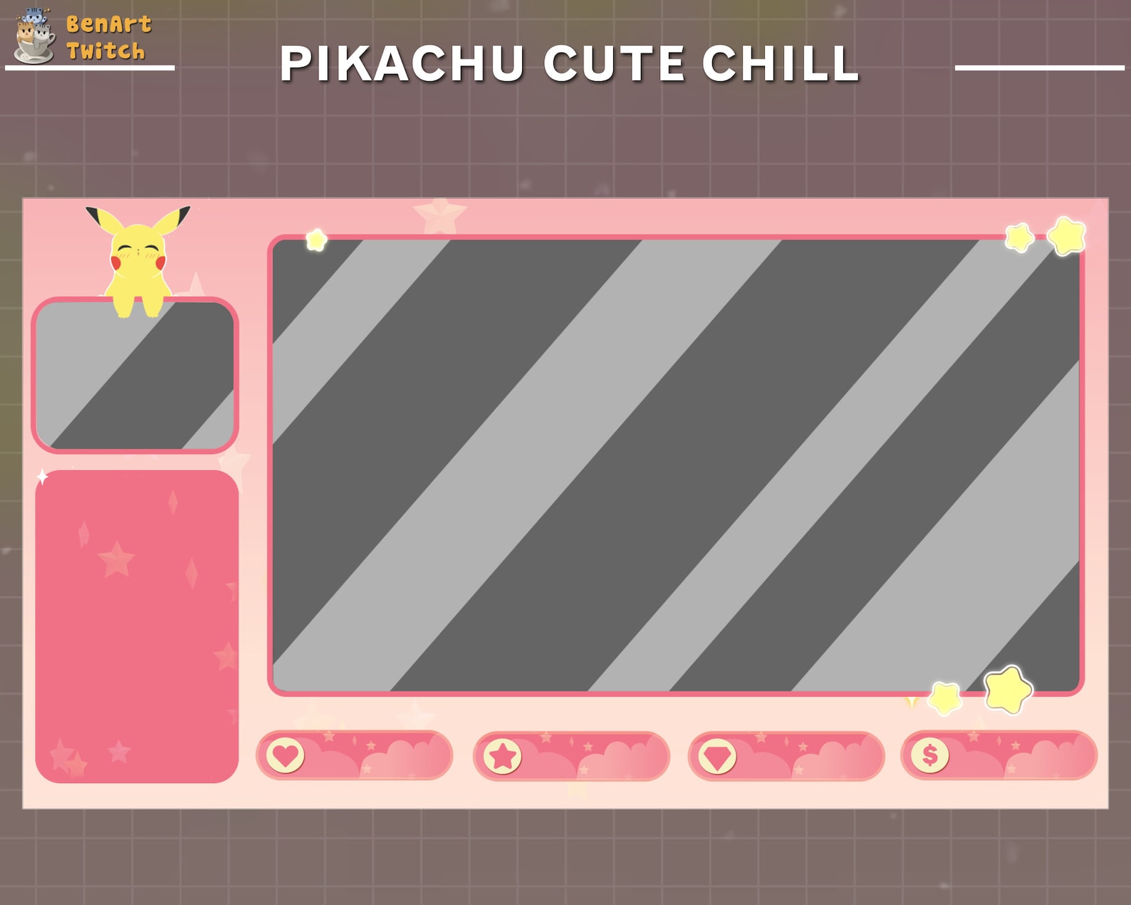 Animated Pikachu Twitch Overlay, Cute Pokemon Stream Overlay, Kawaii ...