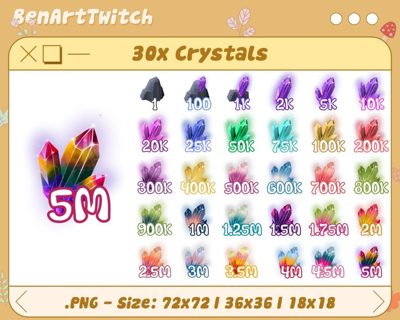 30x Crystals Twitch Sub Bit Badges, Gem Stone Sub Badges, Complete ...