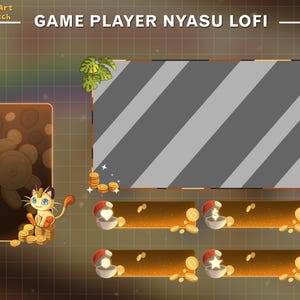 Animated Twitch Overlay Lo-fi Desk Meowth, Cute Cat Stream Package ...