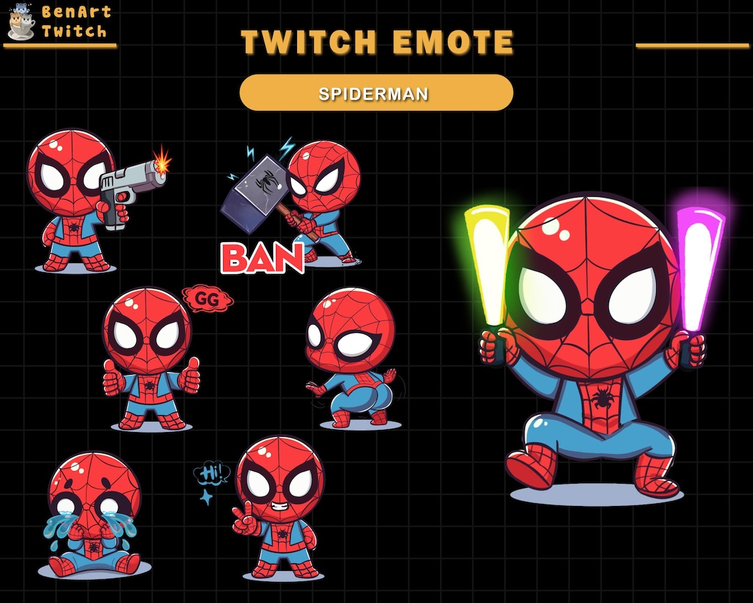 7x Twitch Emote Cute Spiderman, Cute Spiderman Twitch Emotes, Cute ...