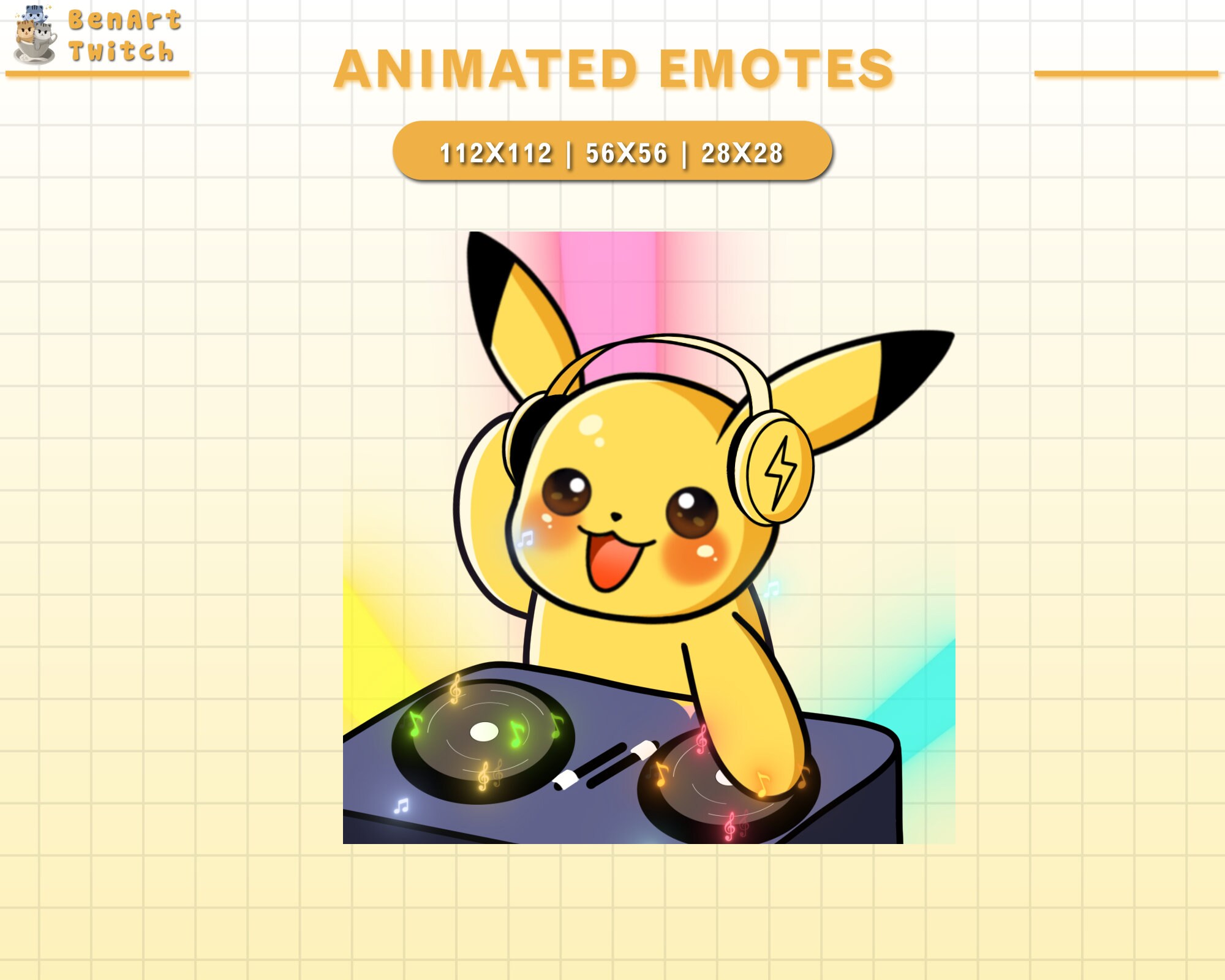 Animated Twitch Emote Pikachu DJ, Pokemon Dancing Twitch Emotes, Cute ...