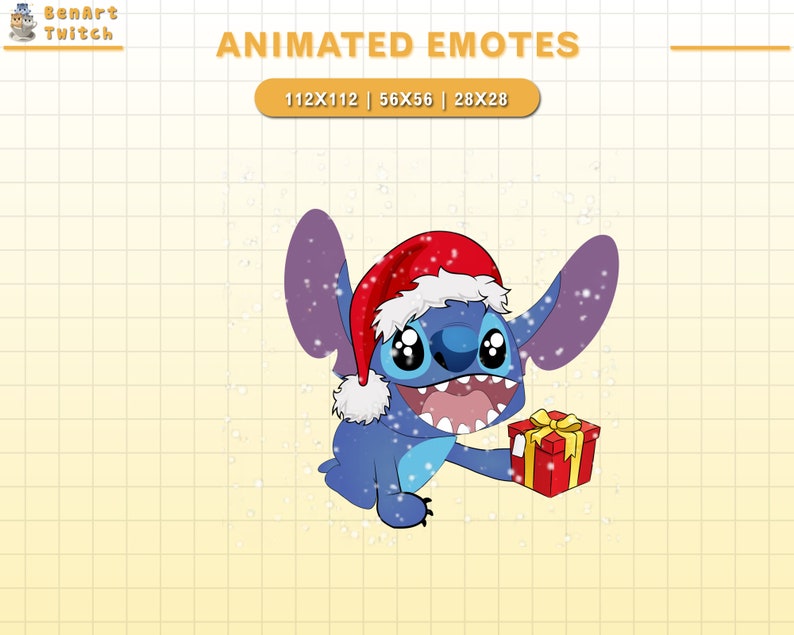 Animated Twitch Emote Christmas Stitch Give a Gift, Cute Stitch Twitch ...