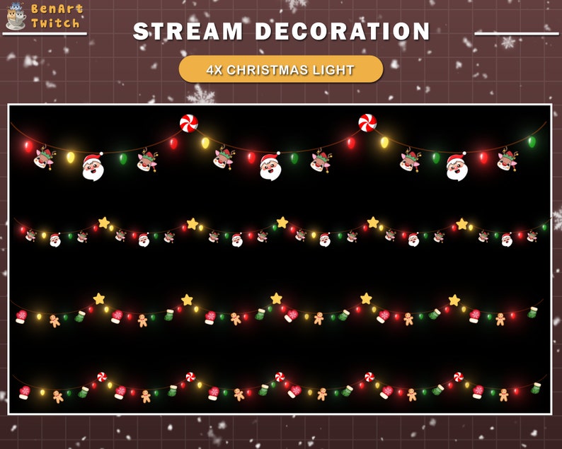 4x Animated Christmas Twinkle Lights Twitch Stream Decoration With ...