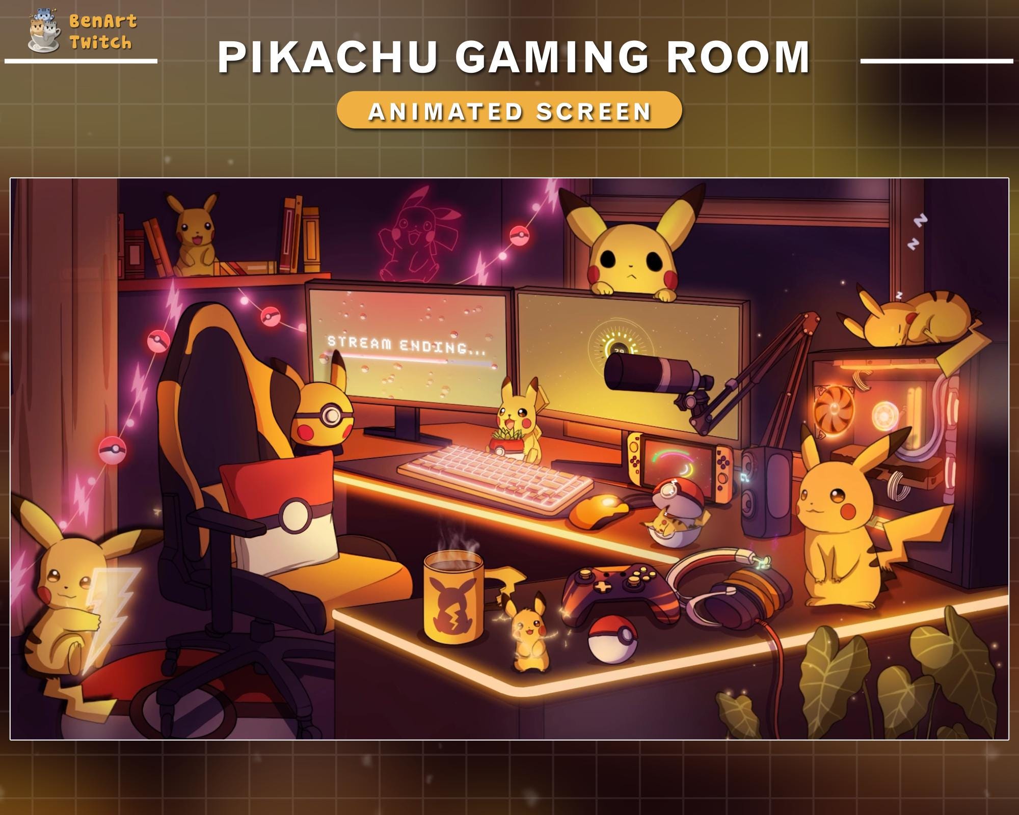 Animated Twitch Screens Game Room Pikachu, Cute Pikachu Stream Screens ...