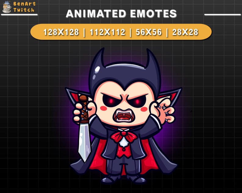 Animated Twitch Emote Cute Dracula, Halloween Twitch Emotes, Cute ...
