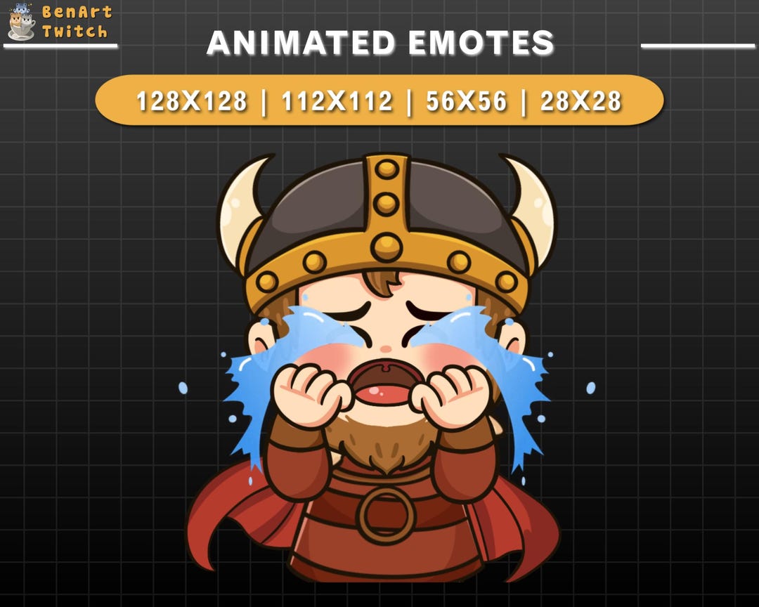Viking Crying Animated Emotes for Twitch & Discord, Cute Streamer Emoji ...