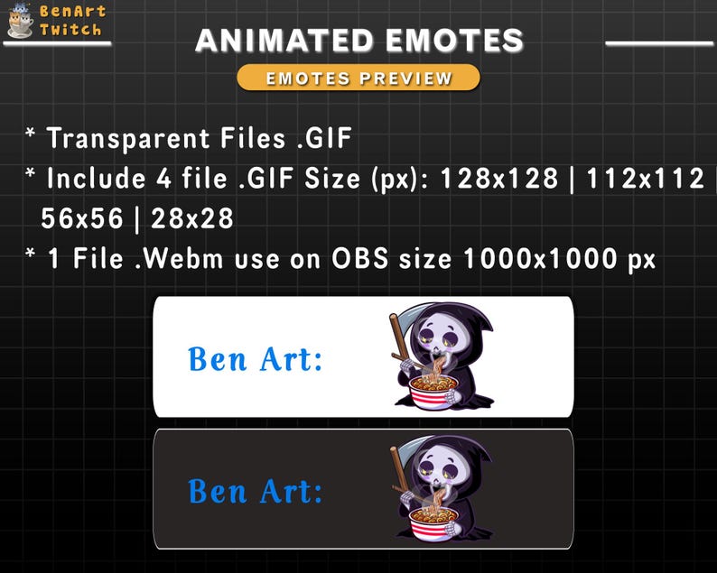 Animated Twitch Emote Grim Reaper Ramen , Halloween Twitch Emotes, Cute ...