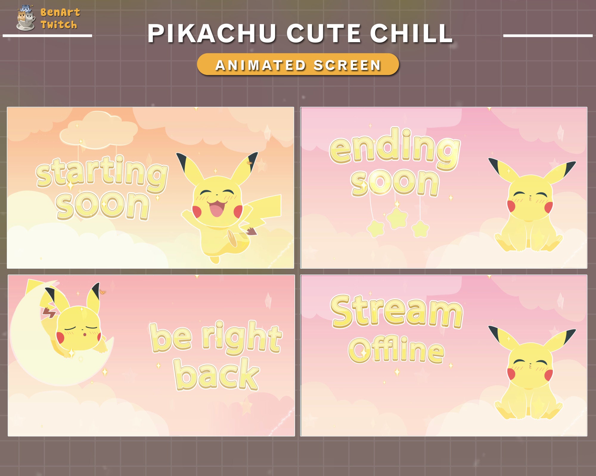 Animated Pikachu Twitch Screens, Cute Pokemon Stream Screens, Kawaii ...