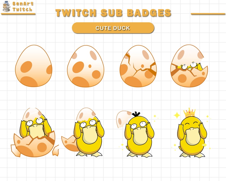 Cute Duck Twitch Sub Badges, Cute Pokemon Twitch Badges, Cute Emotes ...