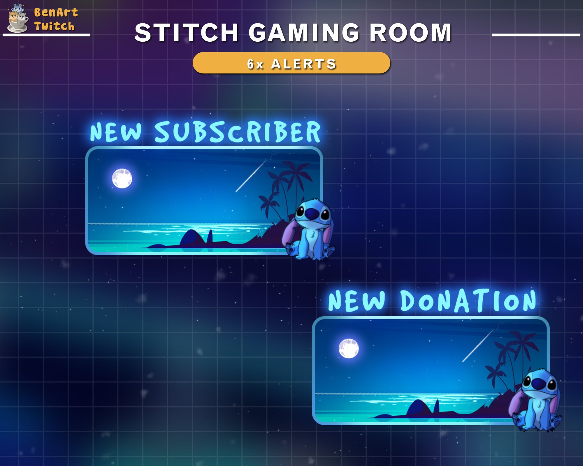 Animated Twitch Alerts Cute Stitch With Night Summer Theme , Stitch ...