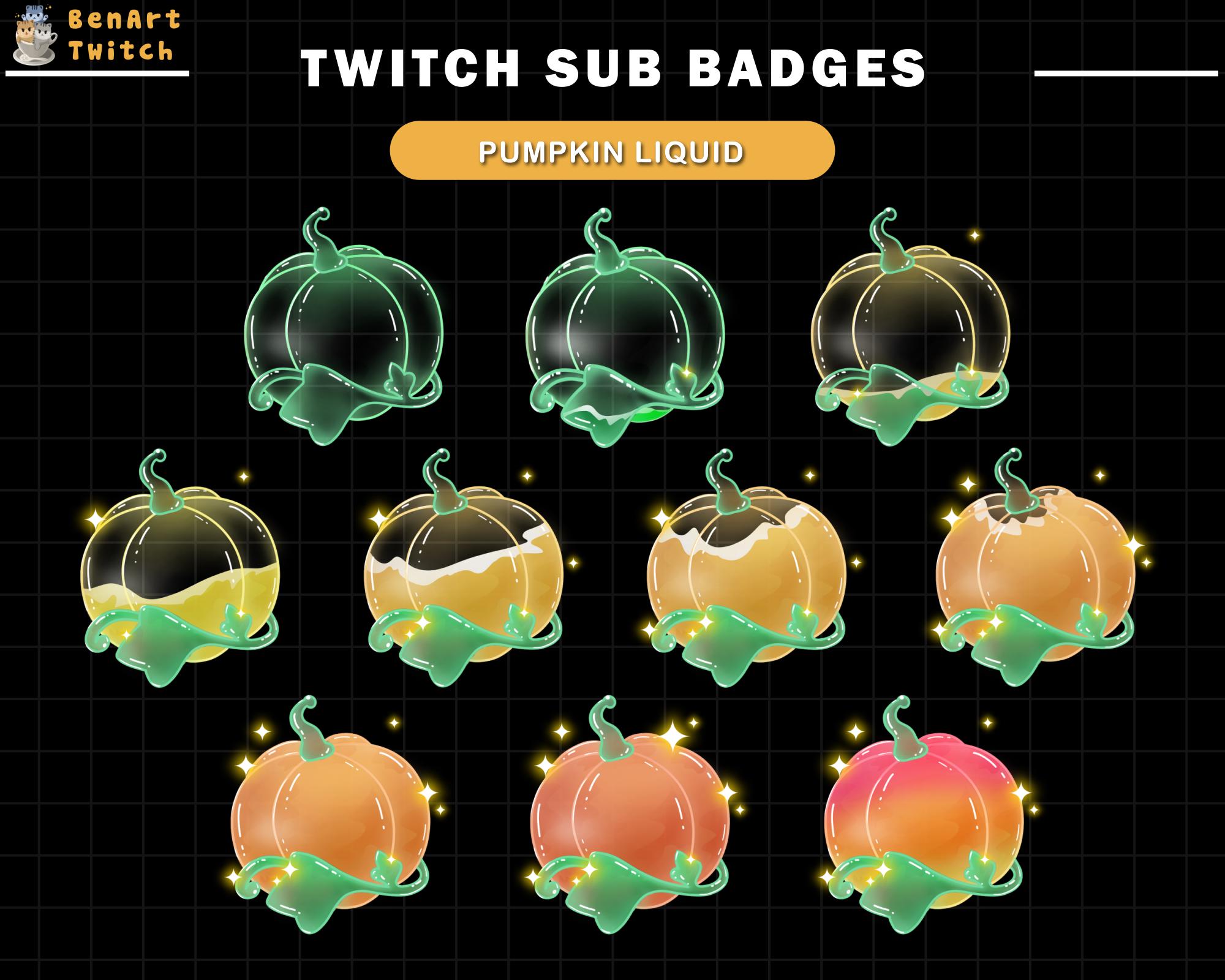 Liquid Pumpkin Twitch Sub Badges, Fall Twitch Sub Badges, Maple Sub ...