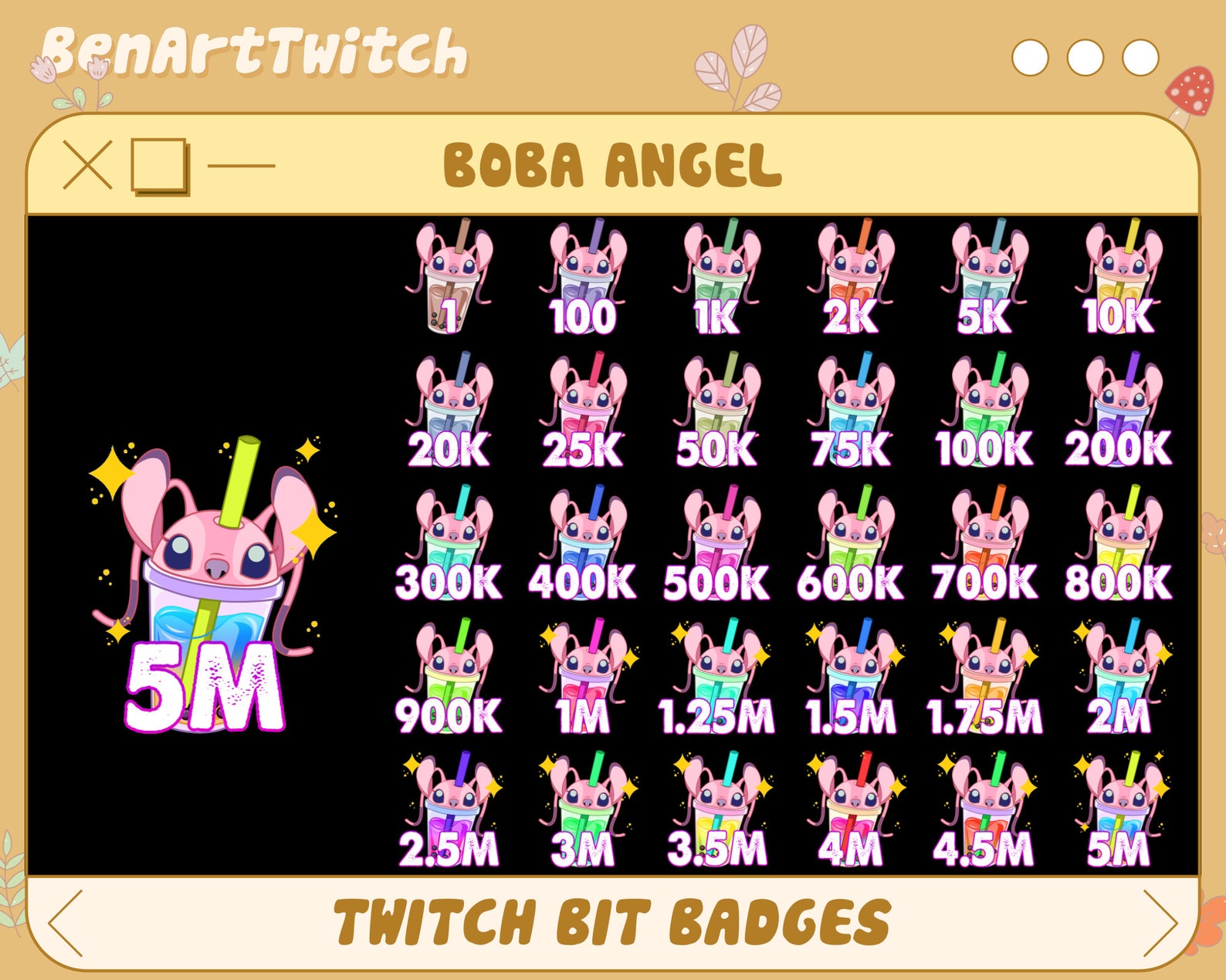 Boba Angel Twitch Bit Badges, Wife Stitch Twitch Sub Badges for ...