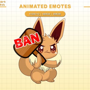 Animated Twitch Emote Eevee BAN, Pokemon Twitch Emotes, Cute Emotes for ...