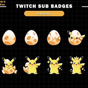 Pikachu Twitch Sub Badges, Cute Pokemon Sub Badges for Streamers ...