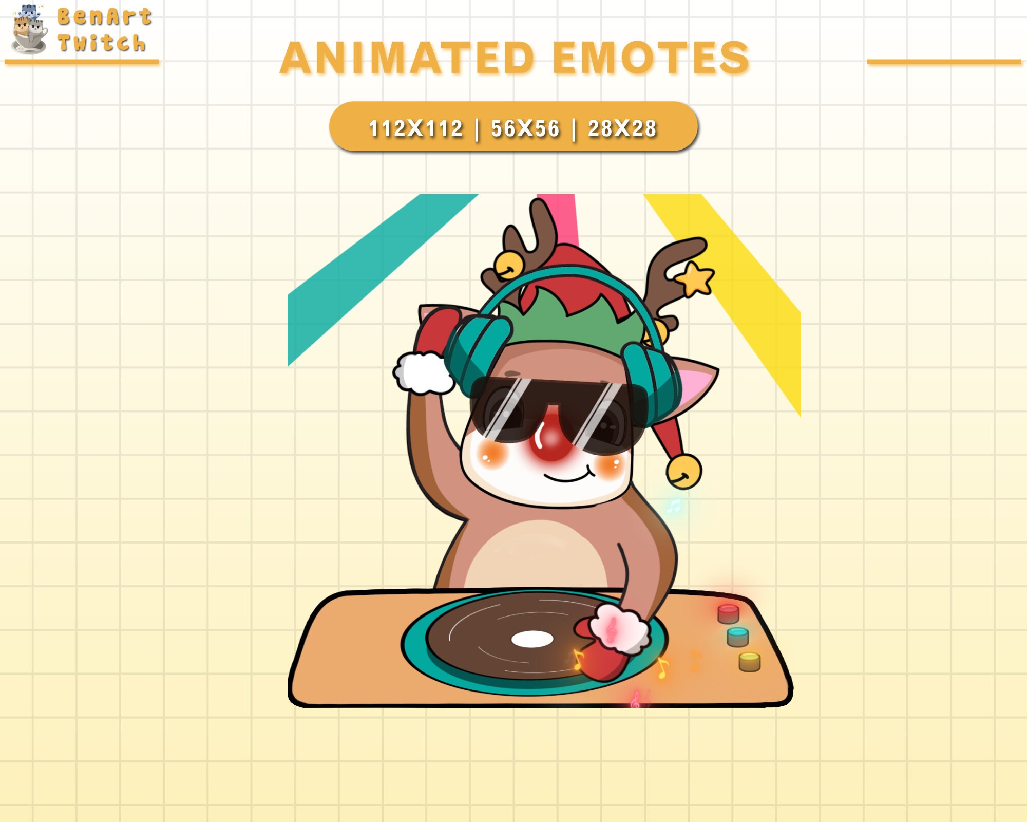 Animated Twitch Emote Reindeer DJ, Cute Christmas Twitch Emotes, Cute ...