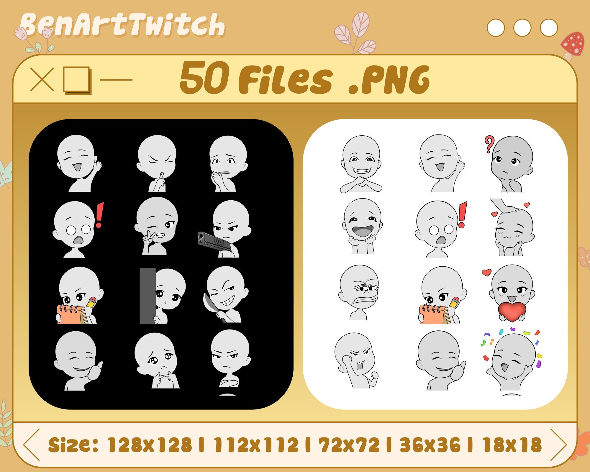 50x Diy Custom Emote Base Twitch Emotes Pack Chibi Base Draw Your Own Emotes Meme Emote