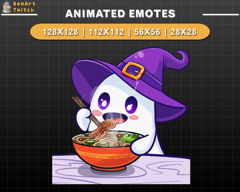 Animated Twitch Emote Cute Ghost Ramen, Halloween Twitch Emotes, Cute ...