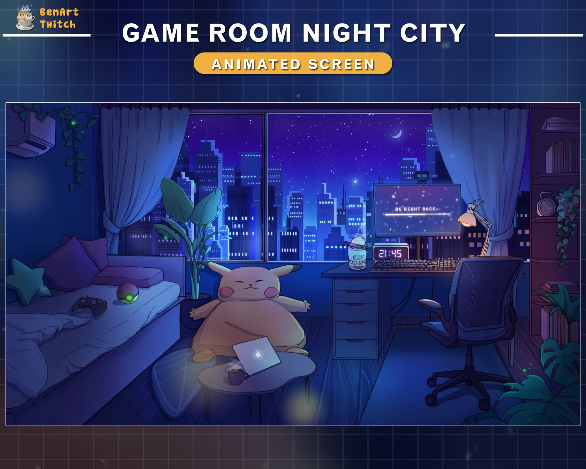 Animated Twitch Screens Cozy PC Room, Lo-fi Bed Room Stream Screens ...