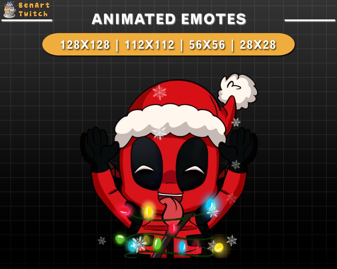 Animated Christmas Twitch Emote Cute Deadpool, Marvel Twitch Emotes ...