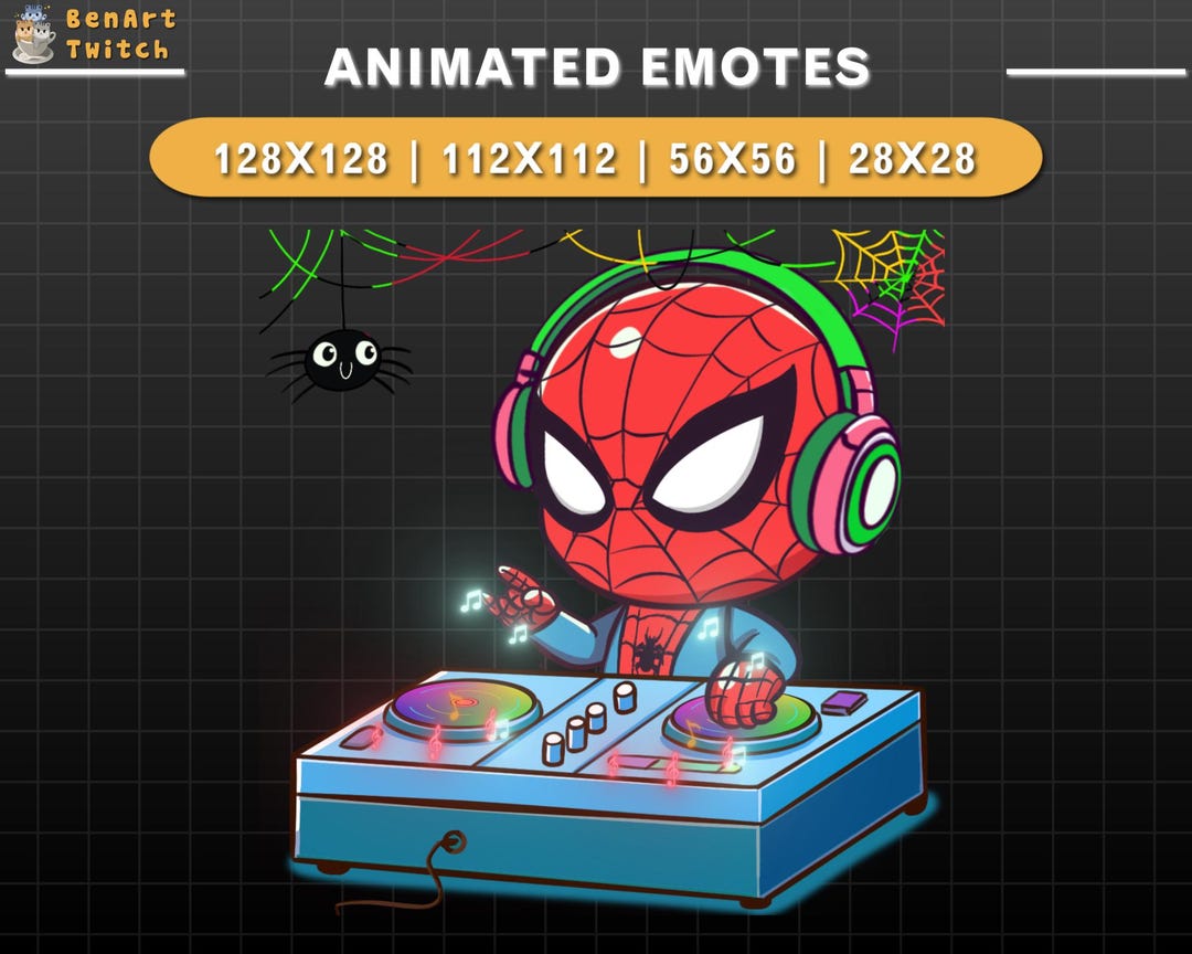 Animated Twitch Emote Spider-man DJ, Cute Marvel Twitch Emotes, Kawaii ...