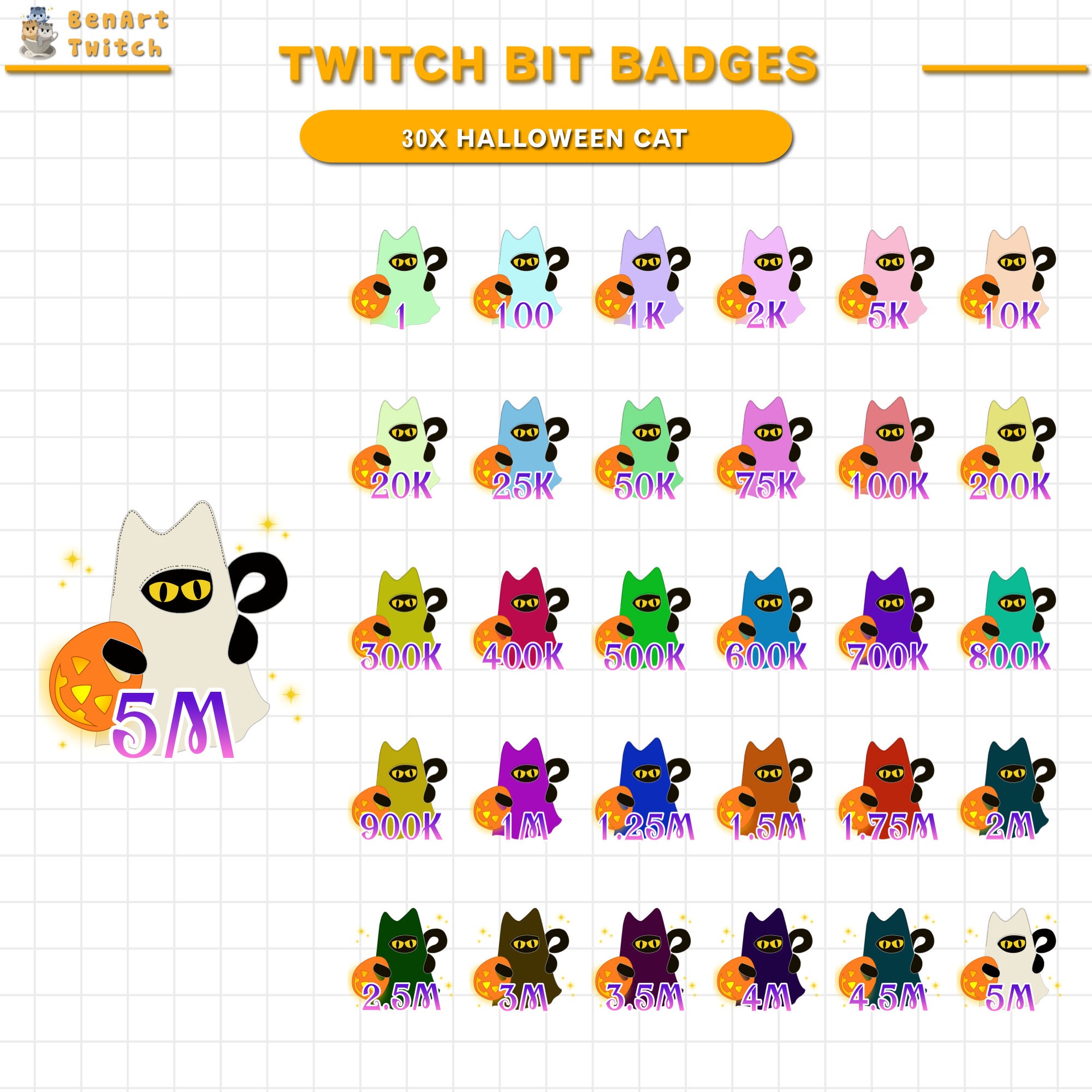 30x Cats Hiding Twitch Bit Badges, Halloween Cat Twitch Sub Badges for ...