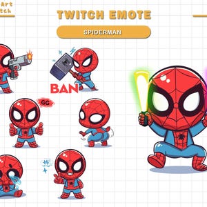 7x Twitch Emote Cute Spiderman, Cute Spiderman Twitch Emotes, Cute ...
