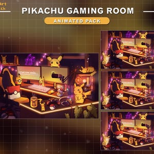 Animated Twitch Overlay Game Room Pikachu, Cute Pikachu Stream Package ...