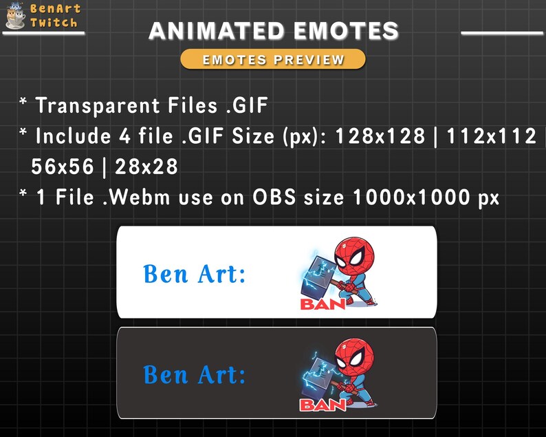 Animated Twitch Emote Spider-man BAN, BAN Emotes, Kawaii Emotes for ...