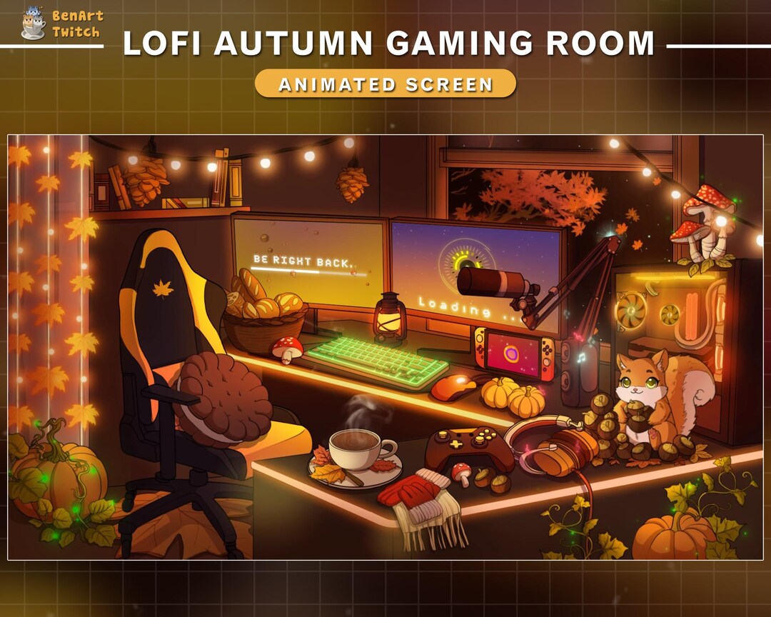 Animated Stream Screens Fall Squirrel Gaming Room, Autumn Twitch ...