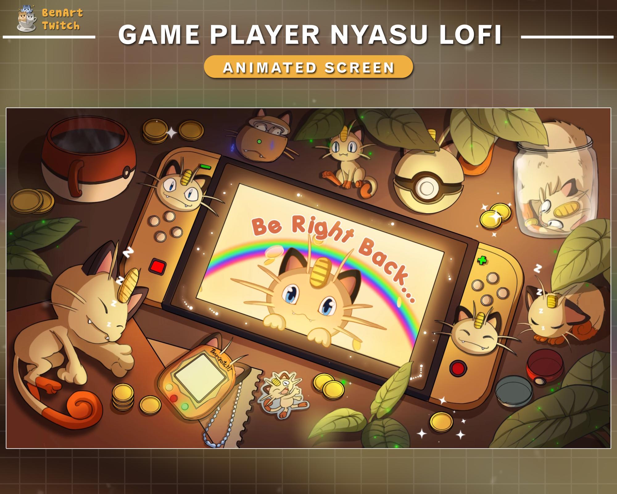 Animated Twitch Screens Lo-fi Desk Meowth, Cute Cat Stream Screens ...