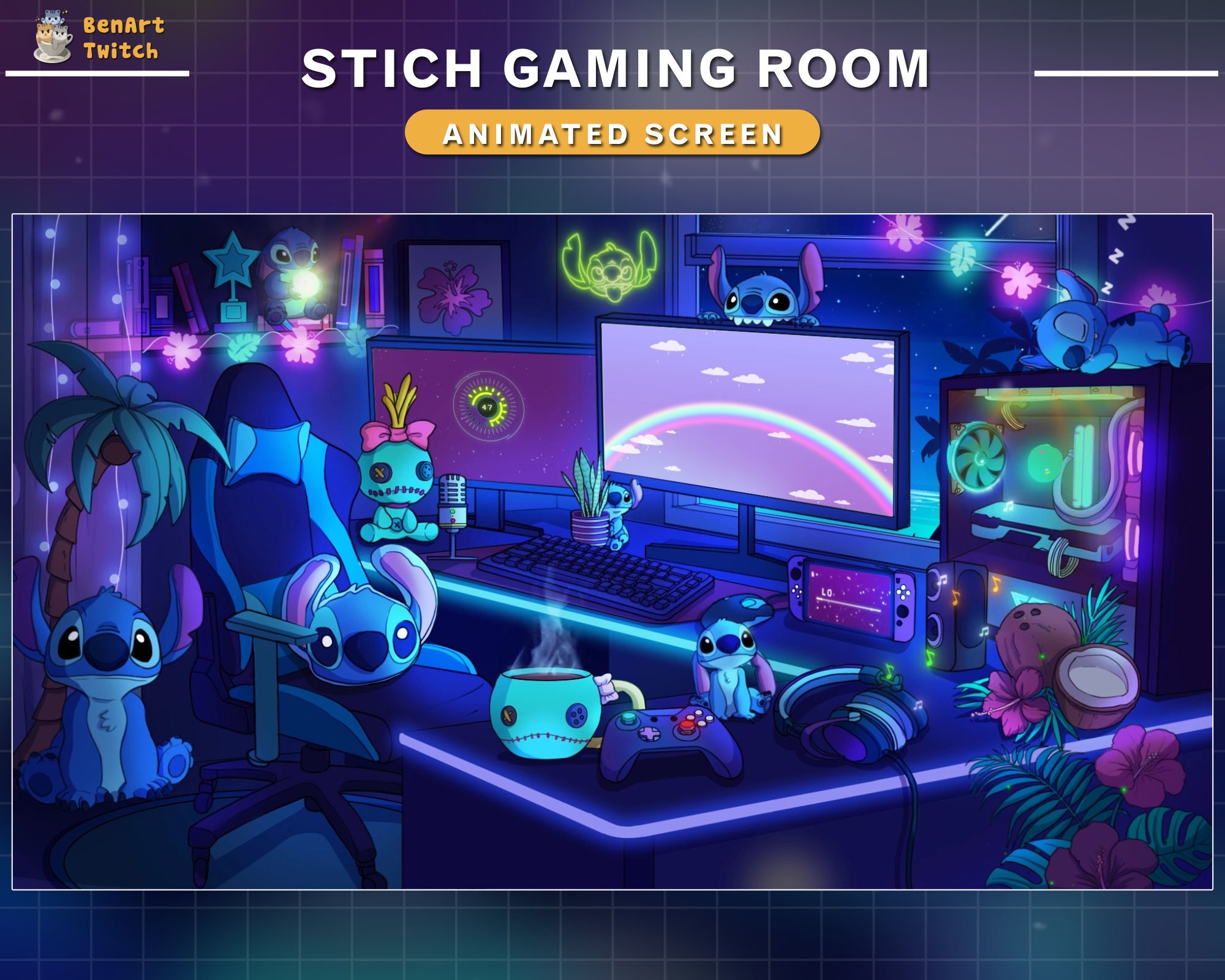 Animated Twitch Screens Game Room Stitch, Cute Stitch Stream Screens ...