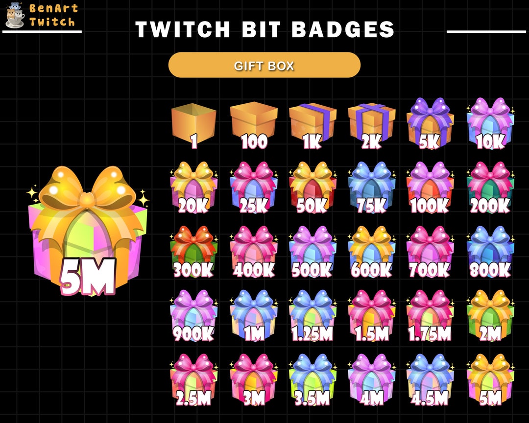 30x Cute Christmas Gift Boxs Twitch Bit Badges, Xmas Gift Twitch Badges ...