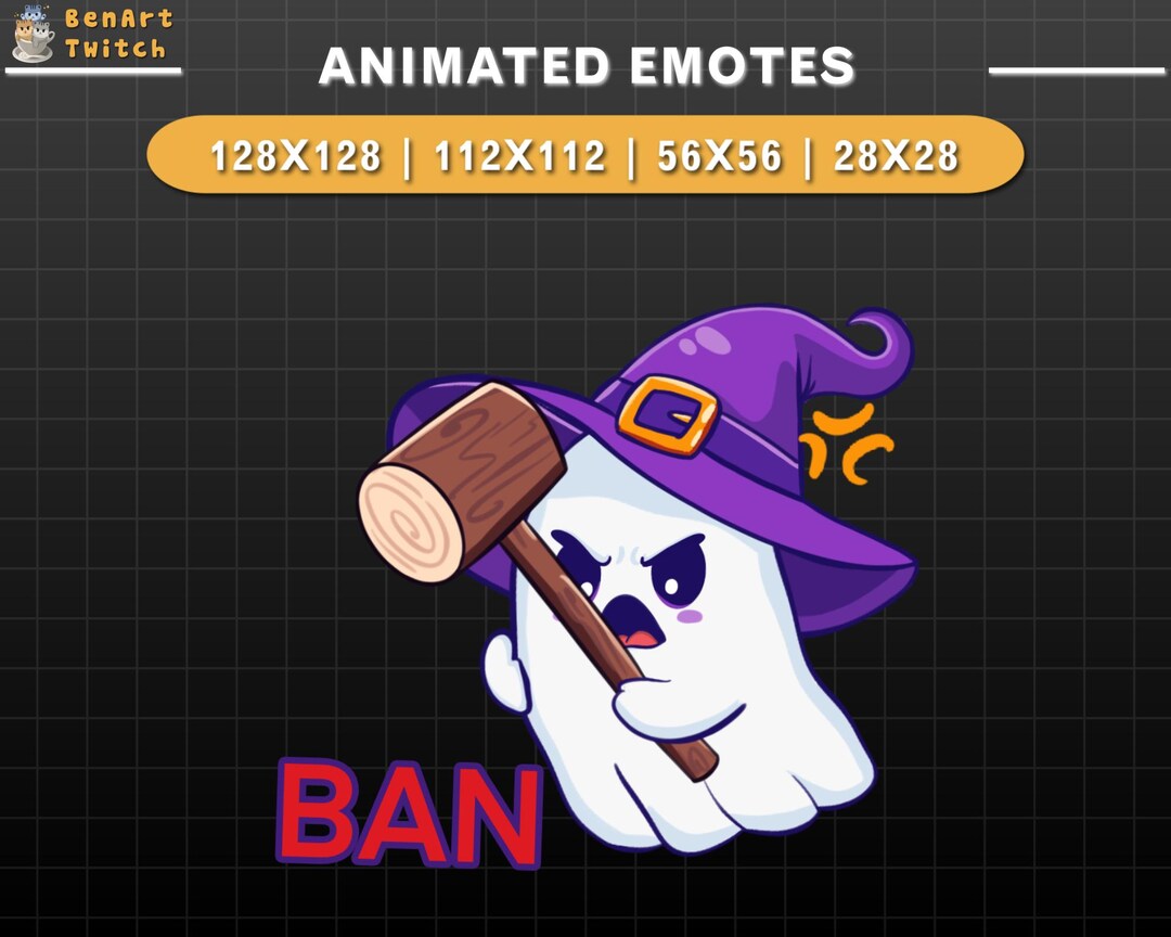 Animated Twitch Emote Cute Ghost BAN, Halloween Twitch Emotes, BAN ...