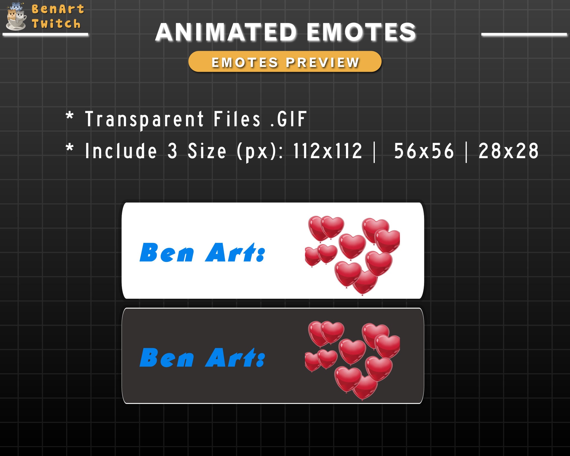 Animated Twitch Emote Balloons Heart Flying, Love Twitch Emotes ...