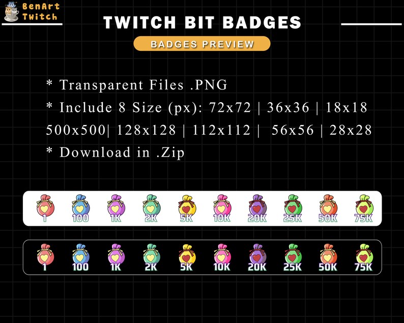 30x Money Bag Twitch Bit Badges, Dollar Twitch Sub Badges, Number Bit ...