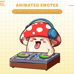 Animated Twitch Emote Mushroom DJ, Cute Twitch Emotes, Autumn Emotes ...
