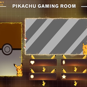 Animated Twitch Overlay Game Room Pikachu, Cute Pikachu Stream Package ...