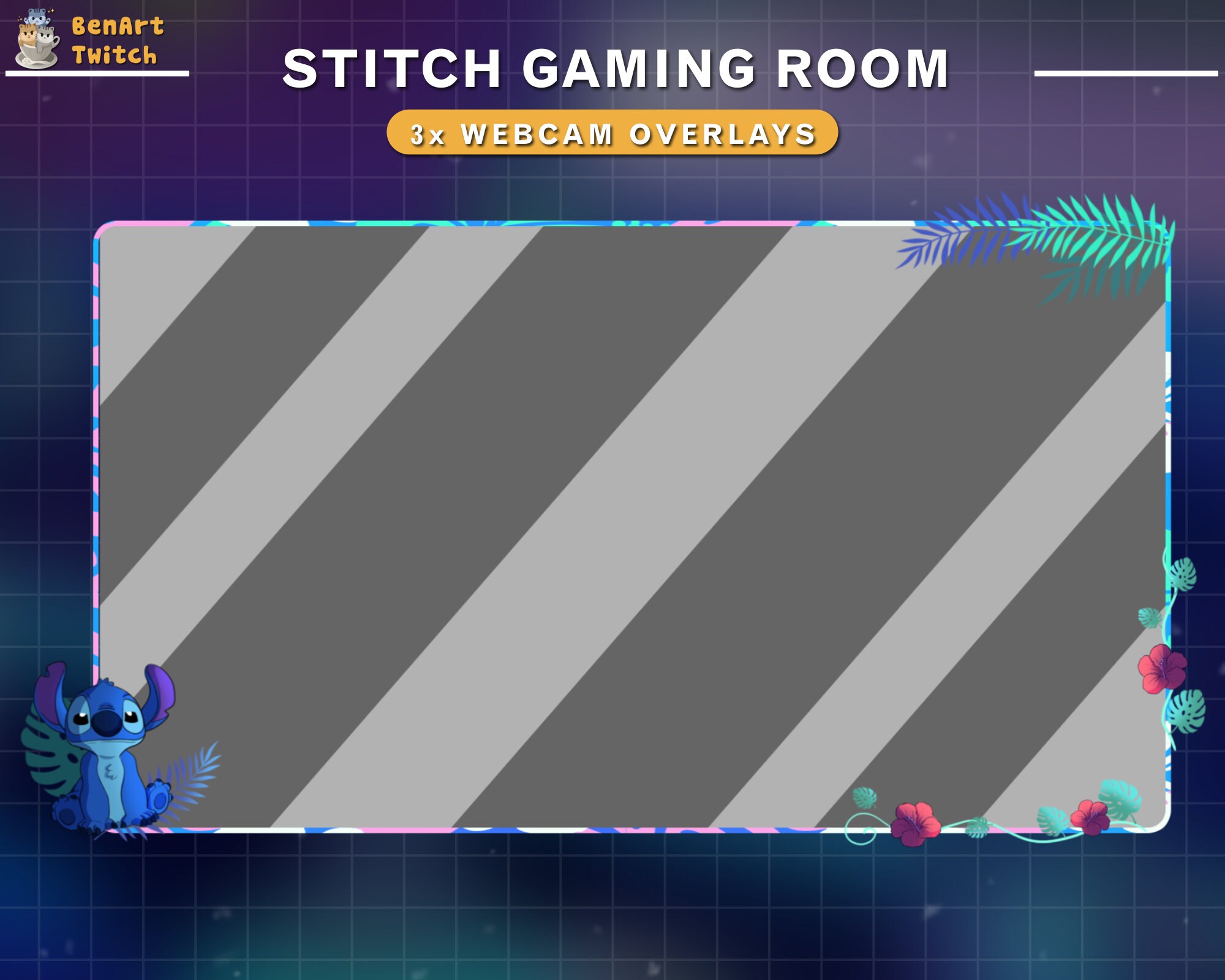 3x Animated Webcam Overlay Stitch for Summer Overlay, Cute Stitch ...