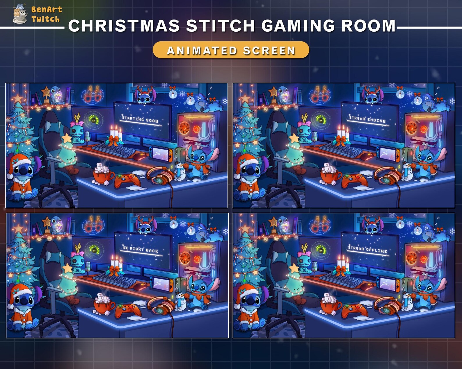 Animated Christmas Twitch Screens Game Room Stitch, Christmas Stitch ...