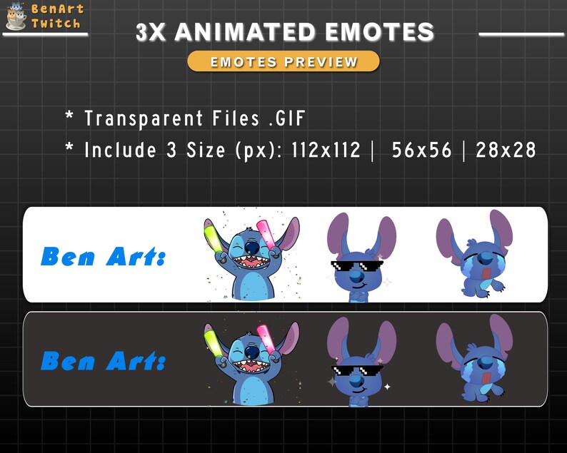 3x Animated Twitch Emote Cute Stitch, Stitch Twitch Emotes, Cute Emotes ...
