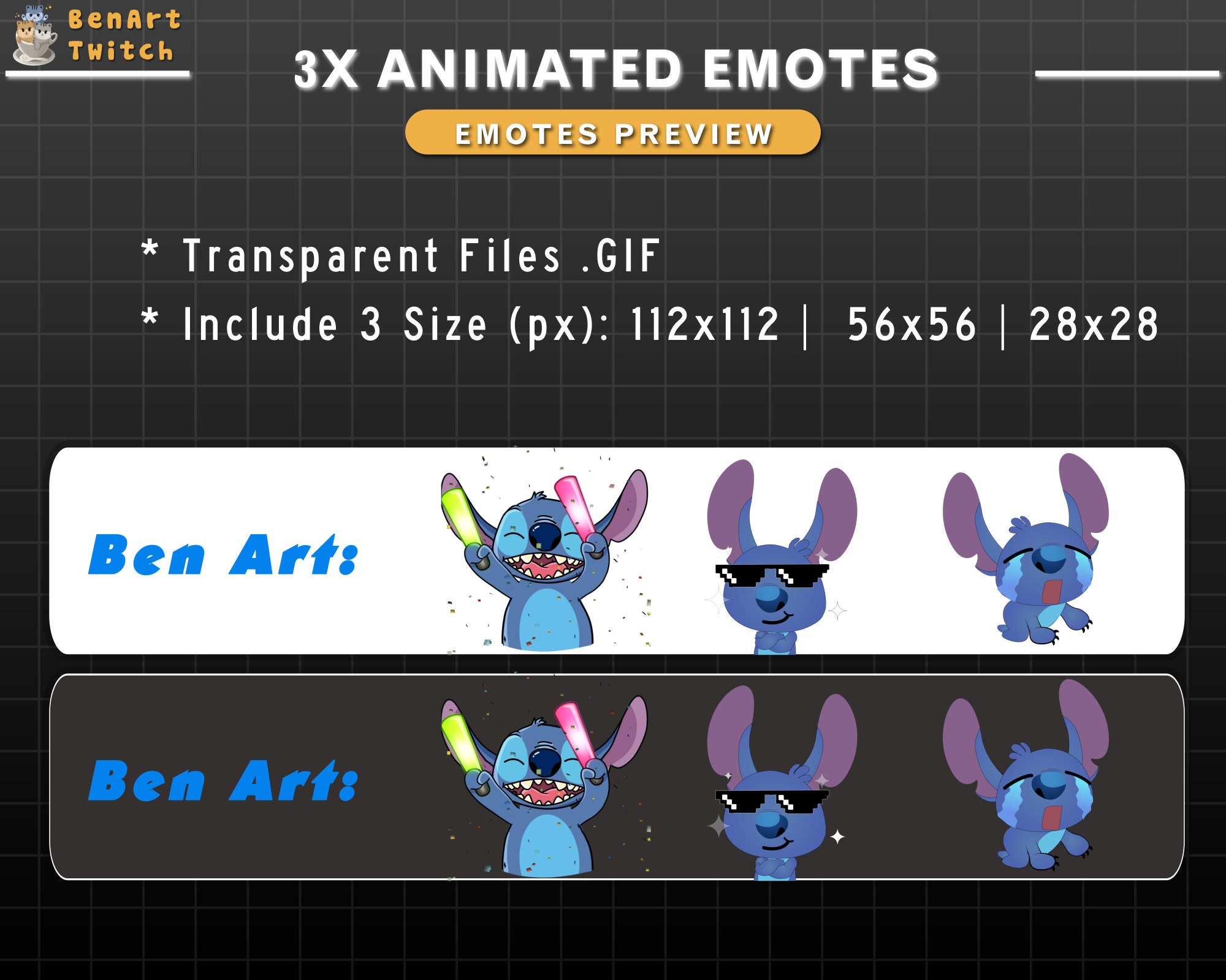 3x Animated Twitch Emote Cute Stitch, Stitch Twitch Emotes, Cute Emotes ...