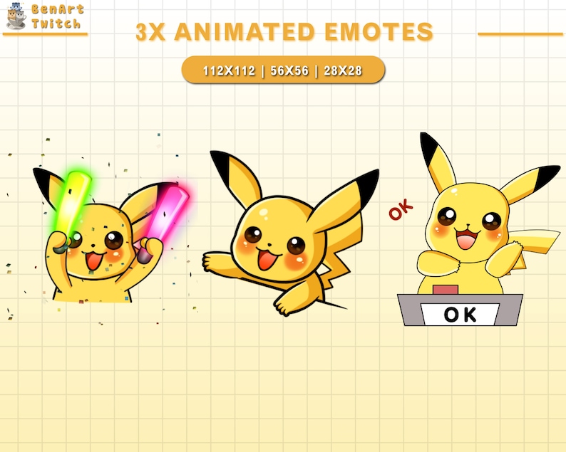 3x Animated Twitch Emote Cute Pikachu, Cute Pokemon Twitch Emotes, Cute ...