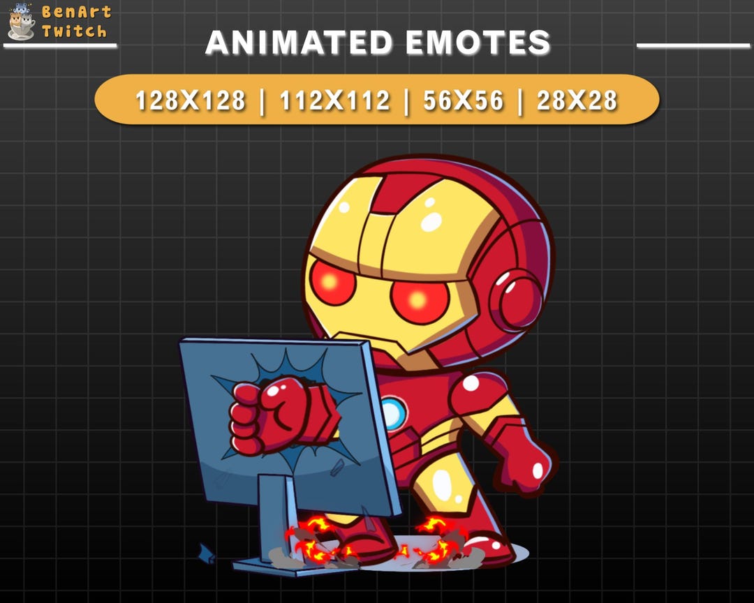 Animated Twitch Emote Iron Man Rage Smash, Broken PC Emote, Gamer Rage ...