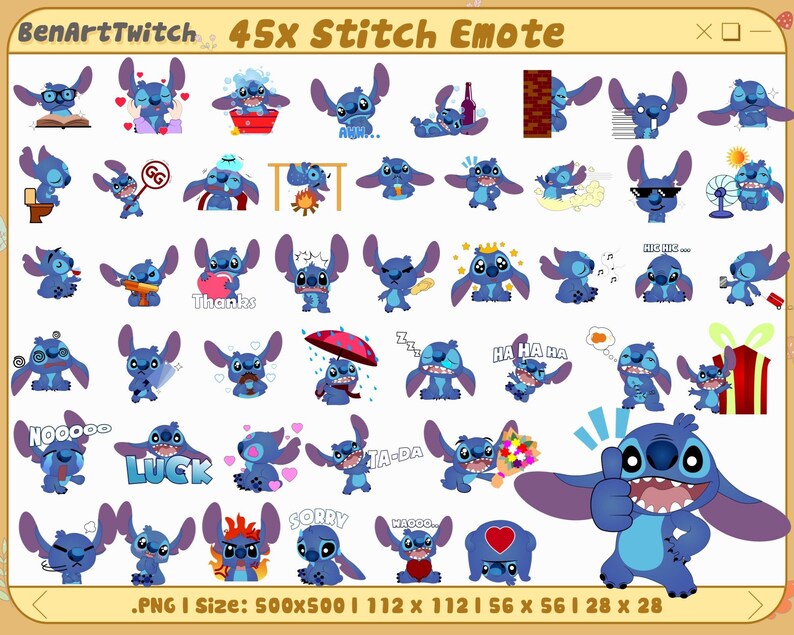 45 Stitch Twitch Emotes Pack, Cute Emotes, Ready to Use for Twitch ...