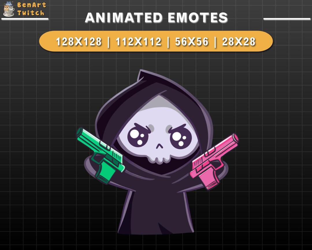 Animated Twitch Emote Grim Reaper Shoots Gun, Halloween Twitch Emotes ...