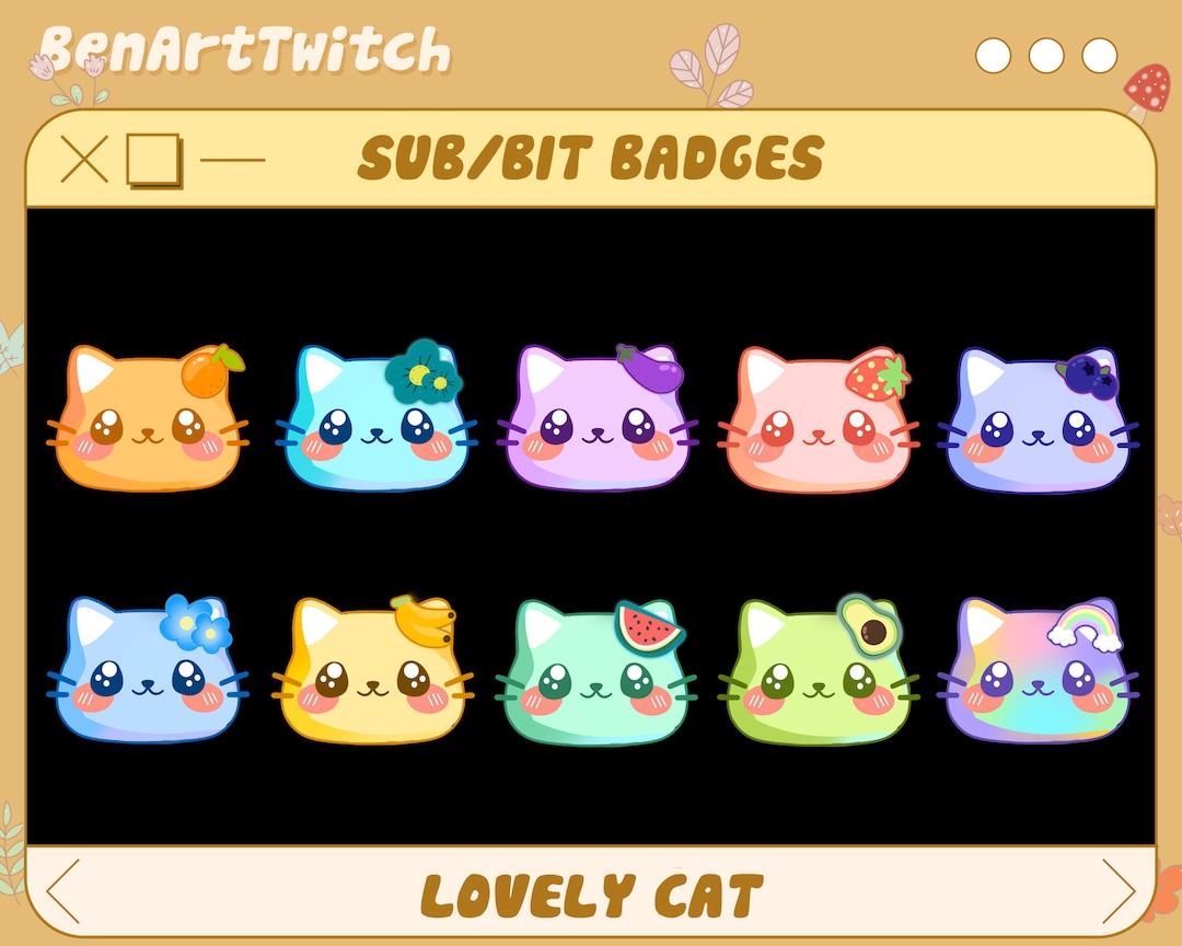 Cute Cat Twitch Sub Badges, Cute Cat Twitch for Streamers, Youtubers ...
